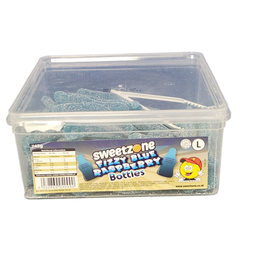 (Fizzy Blue Raspberry) Sweetzone Fizzy Mini Gummy Bottles Tub Jelly ...