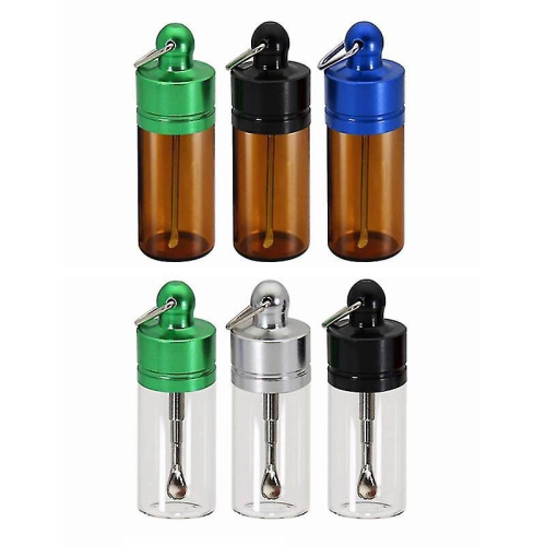 1pcs Snuff Glass Bottle With Telescopic Spoon 42mm Snorter Sniffer Pill ...