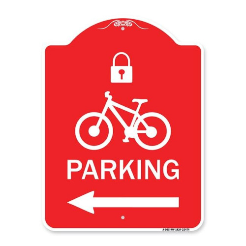 18 x 24 in. Designer Series Sign - Parking with Lock Cycle & Left Arrow ...