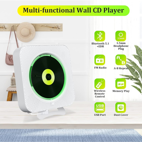 CD Player with bluetooth & Background Lights Built-in Speakers CD ...