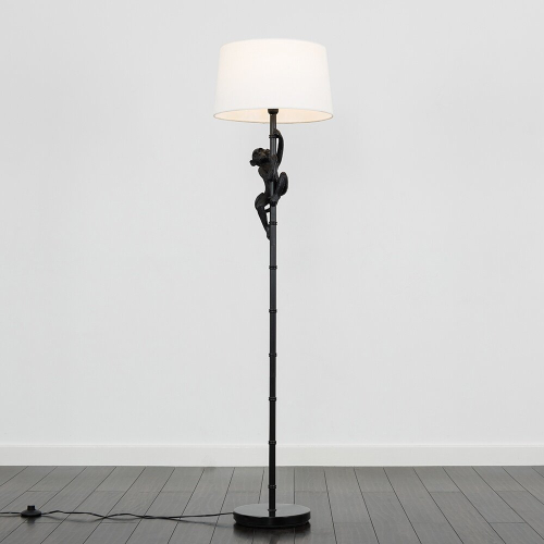 Modern Black Hanging Monkey Floor Lamp with a White Tapered Shade ...