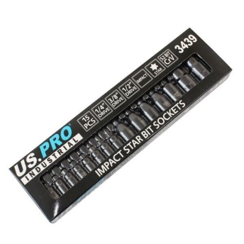 15pc Impact Torx Bit Socket Set 1/4,3/8,1/2" Drive T6-T70 on OnBuy