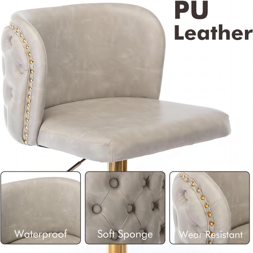 360° Swivel Bar Stools Set of 2 with Adjustable Seat Height, Beige on OnBuy