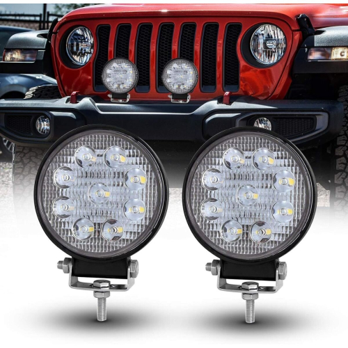 2Pcs 12V Round LED Work Light 27W Spot Beam For Car Off Road Boat Truck ...