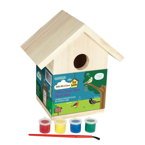 Paint Your Own Wild Bird Nest Box Garden wall Tree Hanging Feeding Bird ...