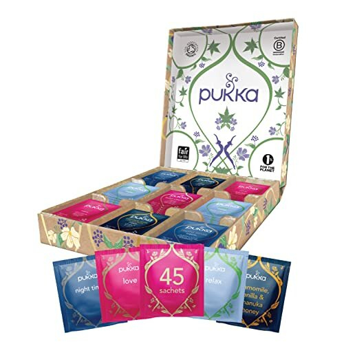 Pukka Herbs | Relax Herbal Tea Selection Box | 9 Flavours | 45 Sachets | Lavender Tea ...