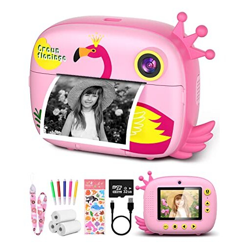 Hangrui Instant Camera for Kids, Upgrade 2.4 Inch Screen,Dual Lens,12 ...