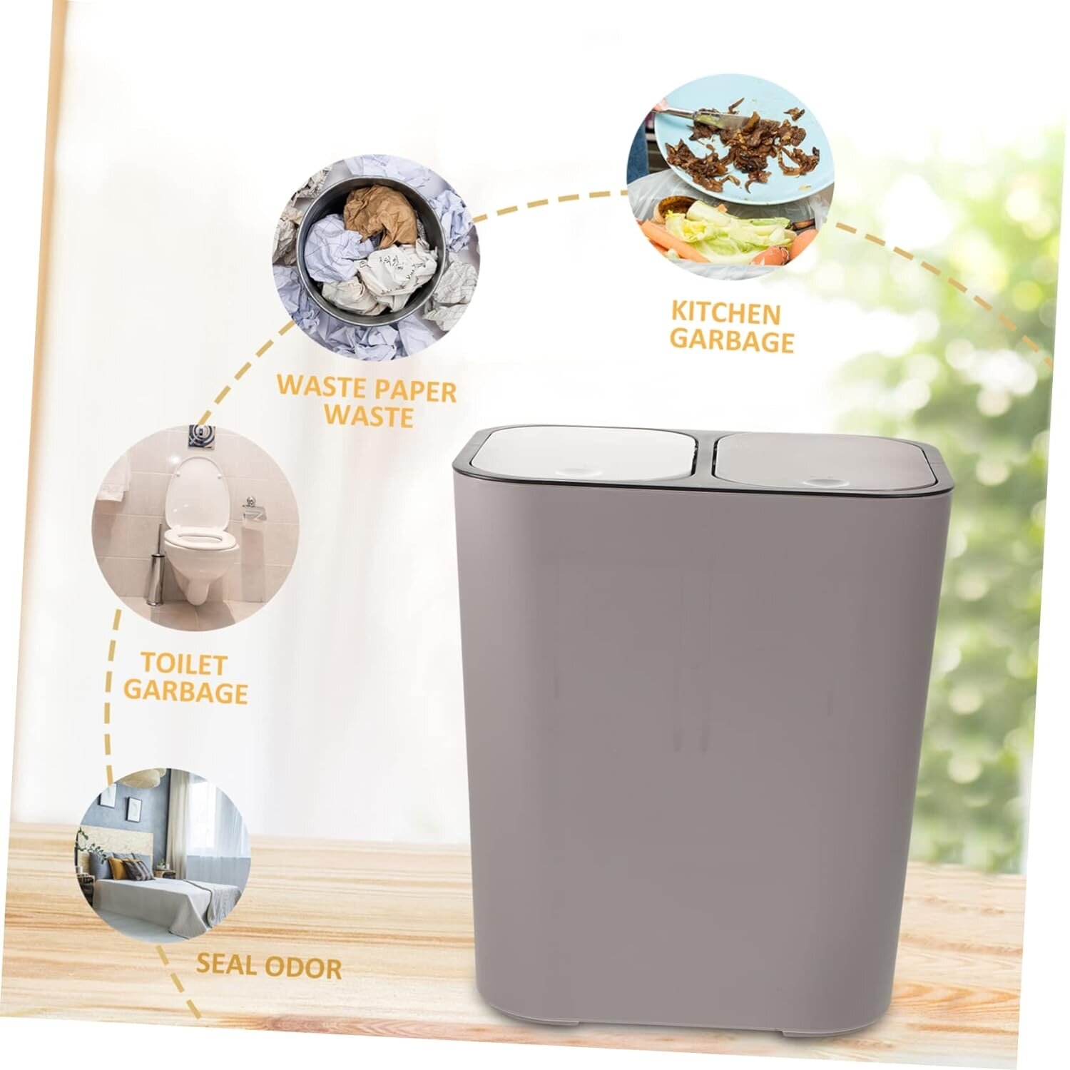 Sorting Trash can Trash Bucket Bins with lids Double Trash can Restroom ...