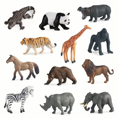 Mini Safari Animal Figures Toy 12PCS Plastic Tiny Forest Jungle Zoo ...