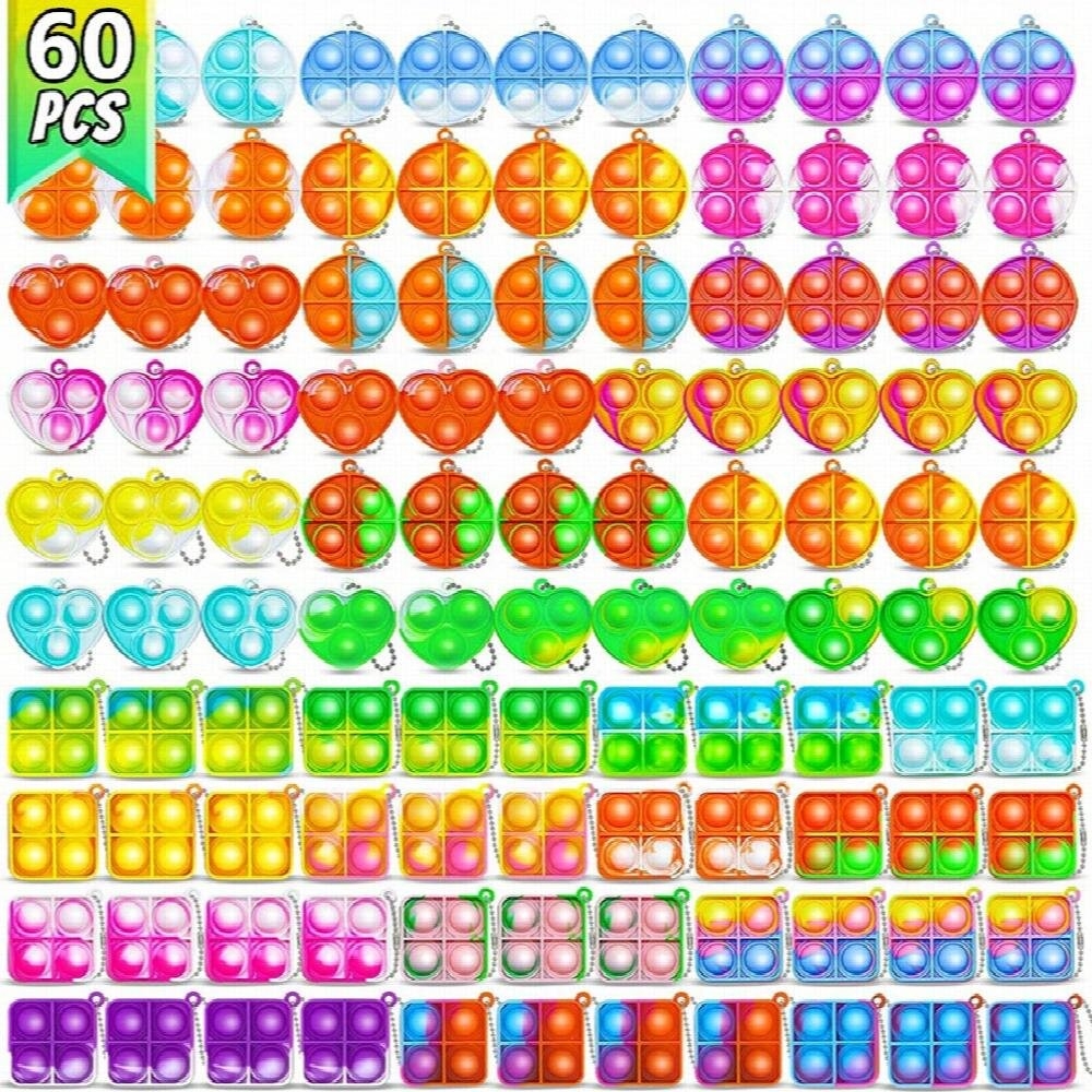 Pop Fidget Keychain It Mini Fidget Toys Bulk 30 60 PCS Party Favors For ...