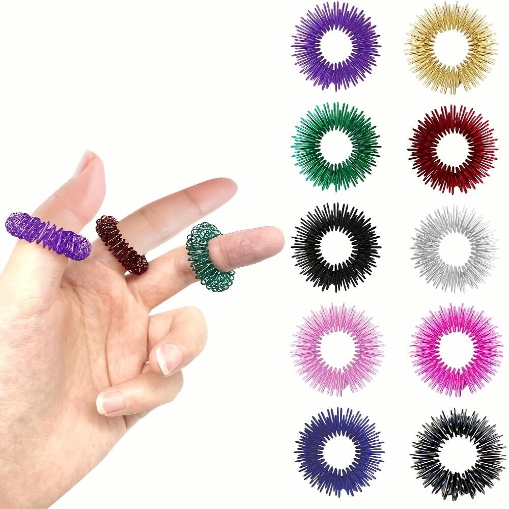 10 Pcs Acupressure Rings Fidget Toy Trichotillomania Fidget Toys Silent Fidget Toys Acupressure ...