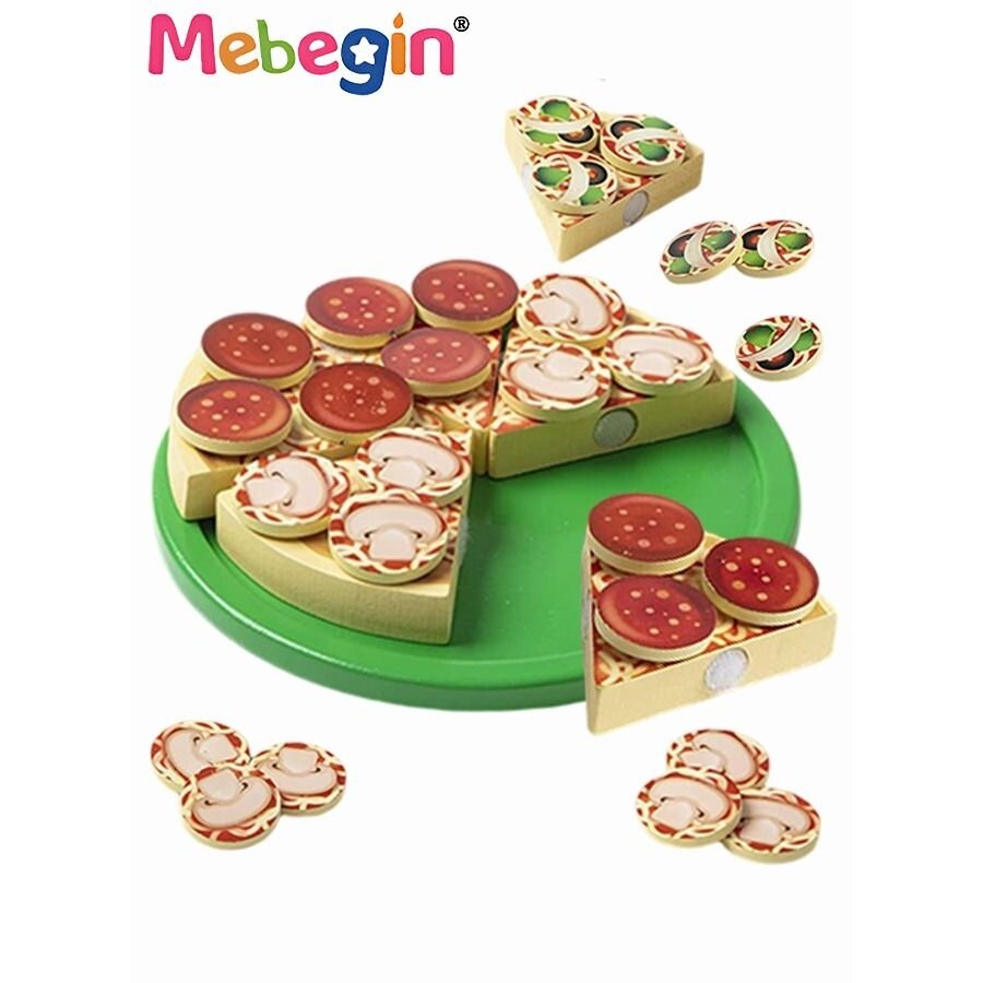 Wooden Pizza Cutting Food Pretend Play Food Toys Wooden Pizza And Pizza ...