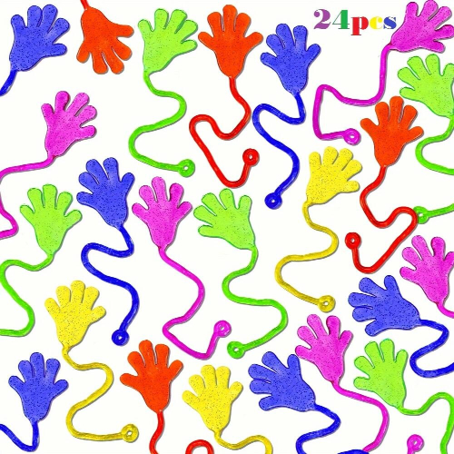24pcs Sticky Hands Wacky Fun Stretchy Glitter Sticky Hands for Kids ...