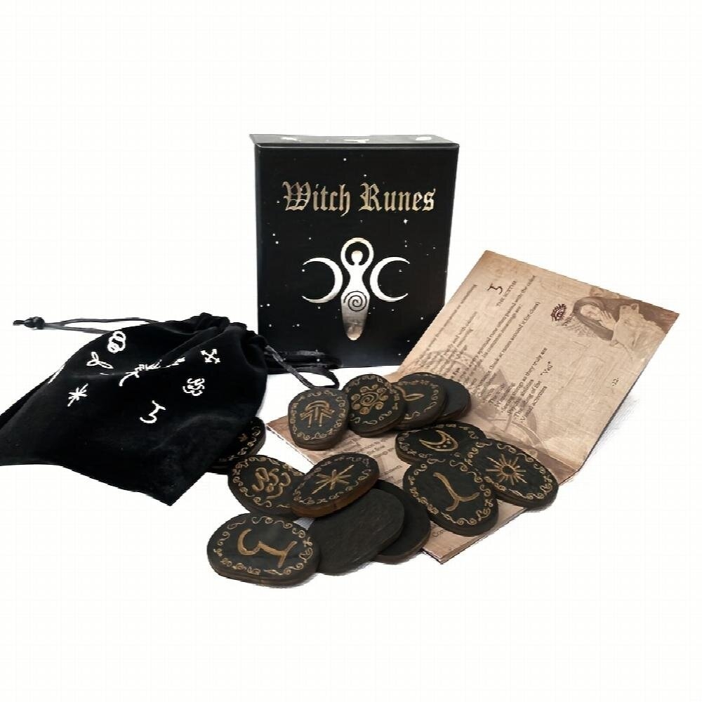 14pcs Wood Runes Stone Set Witches Rune Set Engraved Rune Symbol For ...