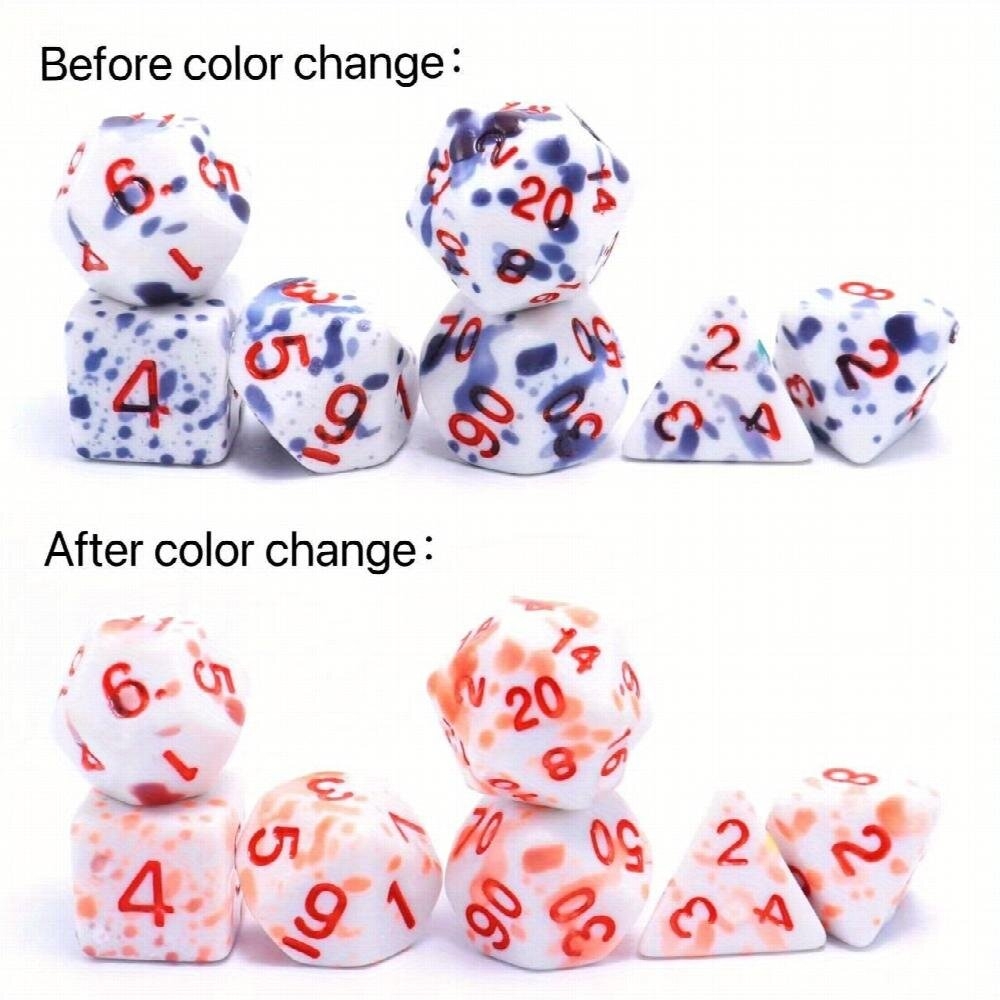 7pcs set Dark Spray painted Temperature changing Dice Magical Dice ...