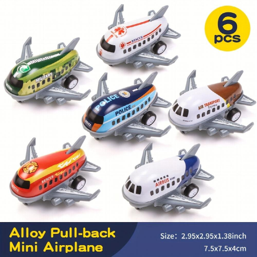 6pcs Metal Alloy Mini Aircraft Model Diecast Planes With Pullback ...