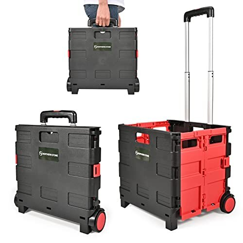 EPROSMIN Folding Shopping Trolley Cart, 35L Capacity, Boot Cart with ...