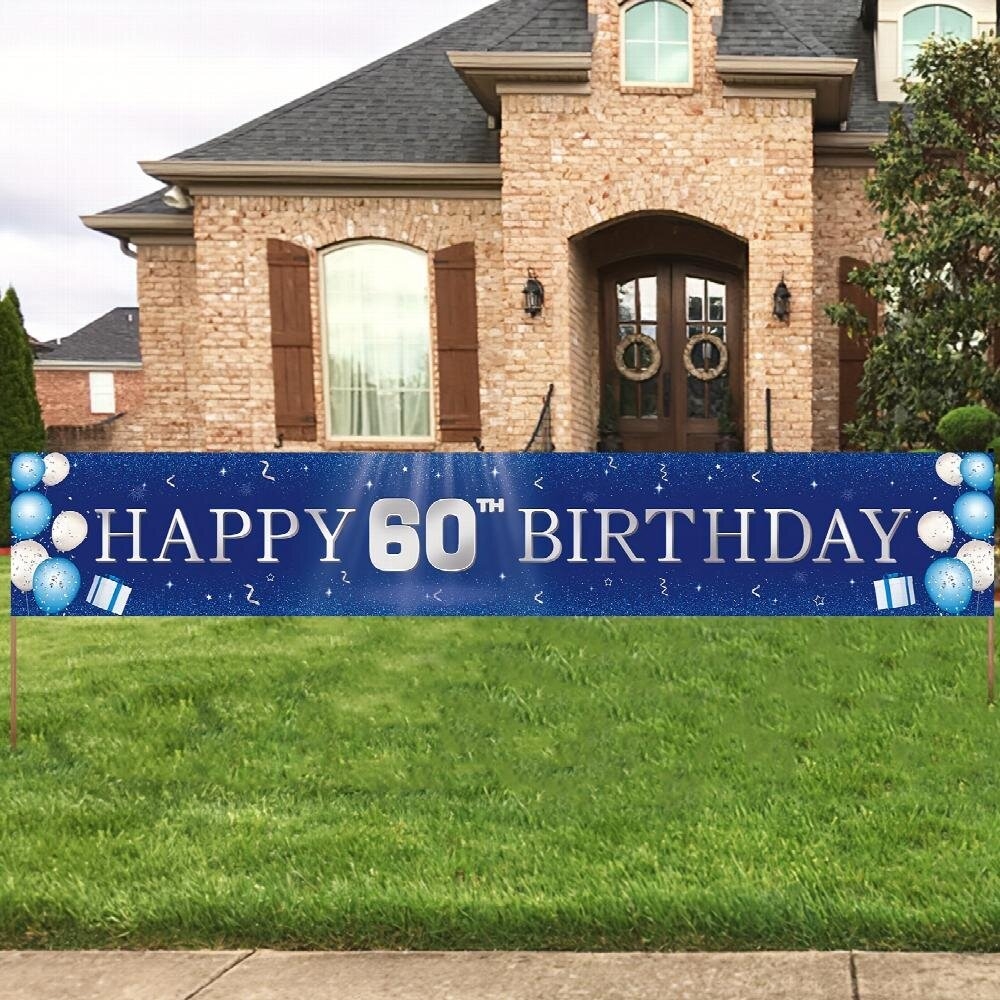 60th Birthday Decoration For Men Women Happy 60th Birthday Banner Yard ...