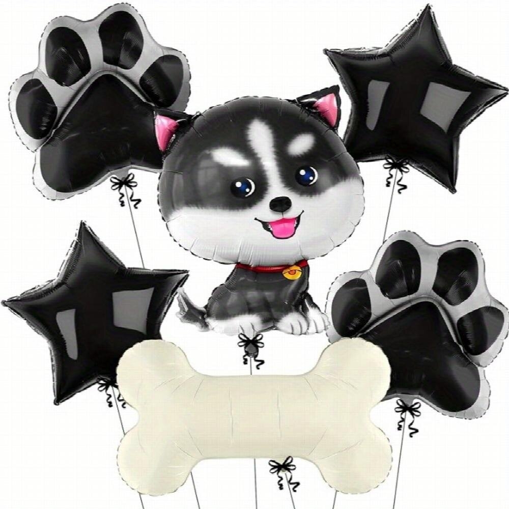 6pcs Husky Balloon Dog Husky Birthday Decoration Paw Print Balloons ...