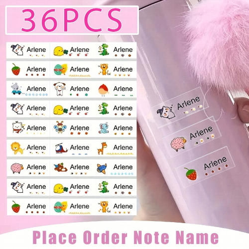 36 72 150pcs Label Transparent Custom Name Stickers Cartoon Pattern ...