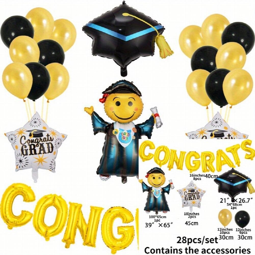 Graduation Hat Balloon Set Preschool Graduation Balloons For Silvery ...