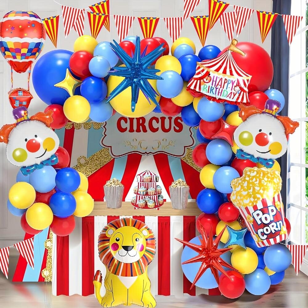 Carnival Circus Theme Balloon Set Red Yellow Balloon Garland Lion ...