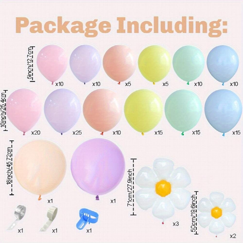 160pcs Daisy Balloon Garland Arch Kit Daisy Flower Macaron Pastel Balloons Garland Perfect For ...