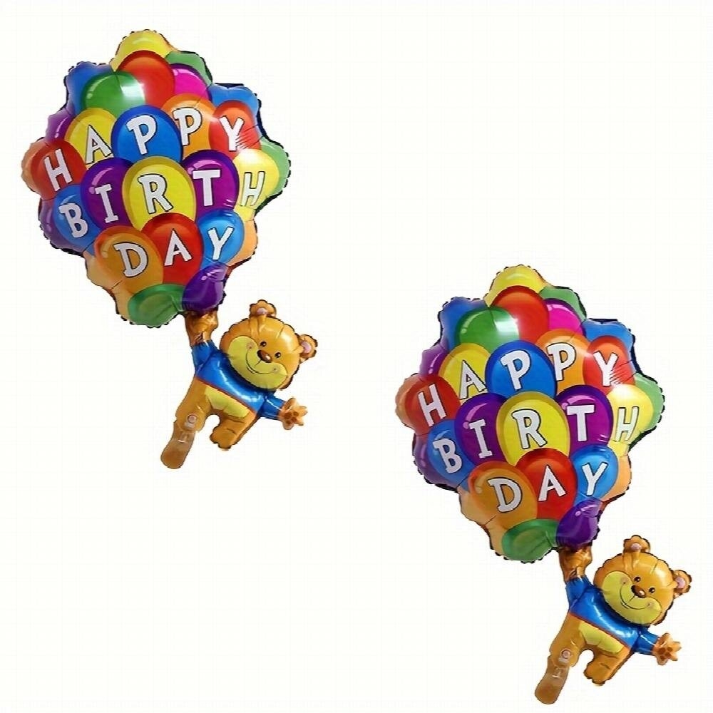 2pcs Birthday Parachute Bear Aluminum Balloon Room Decoration Birthday ...