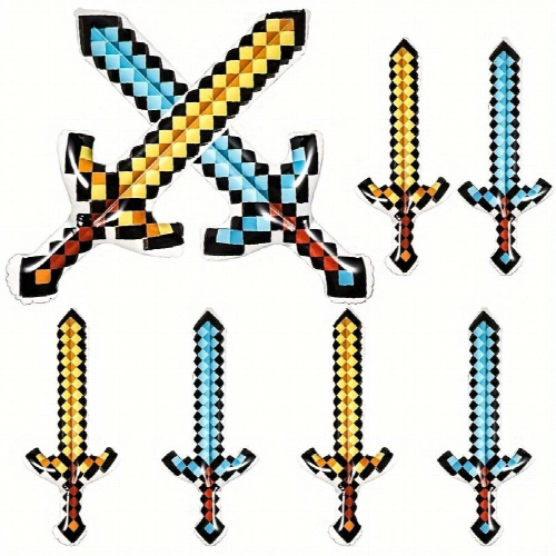 8pcs Set Inflatable Plaid And Sword Toy Mosaic Sword Party Party ...
