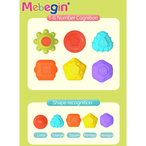 Baby Sensory Bin Toddler Shape Sorter Toys Set Colorful Cube With 6 ...