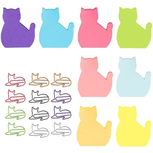 8 Pack Cat Sticky Notes, Novelty Cat Shaped Sticky Notes Cat Post It ...