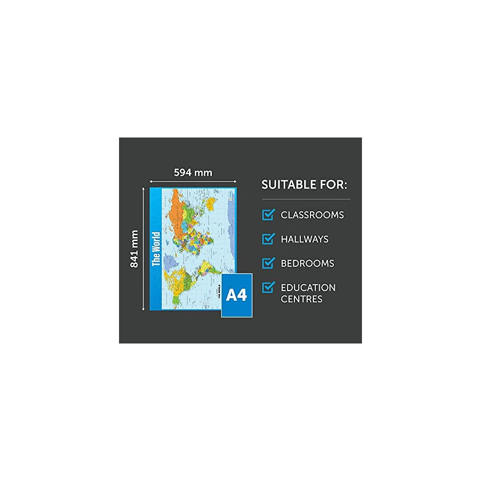 World Map | Geography Posters | Laminated Gloss Paper measuring 850mm x ...