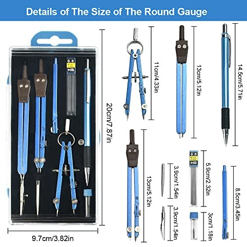 OTTYMO 13Pcs Professional Geometry Set Metal Compass Geometry Precision ...