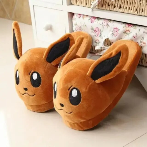 (Eevee 5, 40-44 shoe size) Pokemon Cotton Slippers Snorlax Pikachu ...