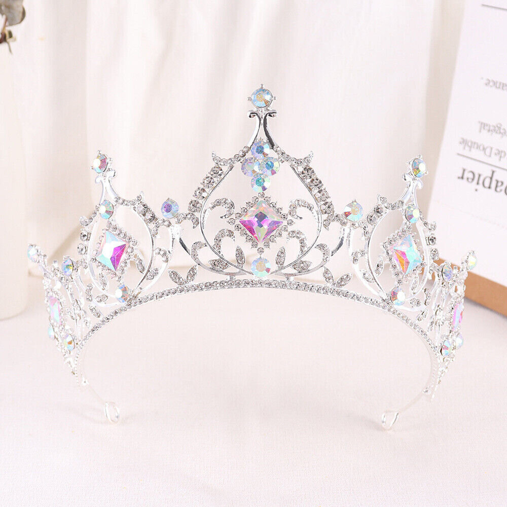 7cm Tall Crystal Silver Gold AB Bridal Queen Princess Prom Tiara Crown ...