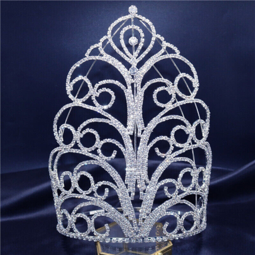 22cm Tall Crystal Huge Tiara Crown Queen Wedding Bridal Queen Pageant ...