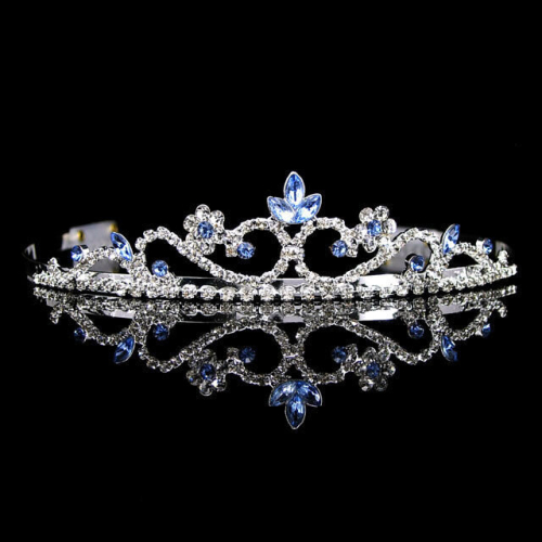 3cm Tall Blue Crystal Wedding Bridal Princess Queen Tiara Crown Combs ...