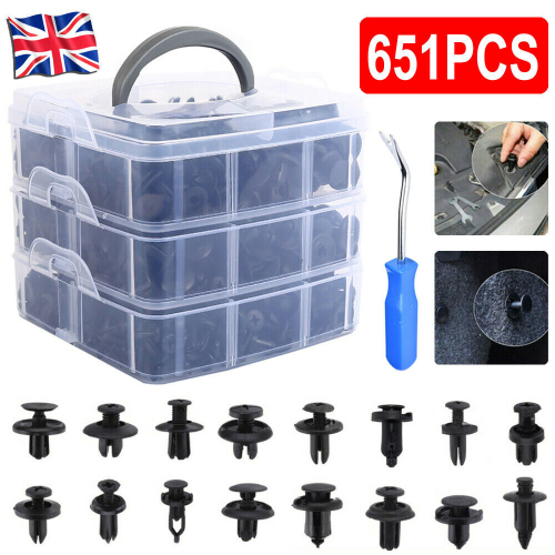 651PCS Car Fastener Clips Plastic Push Pin Rivet Trim Panel Interior on ...