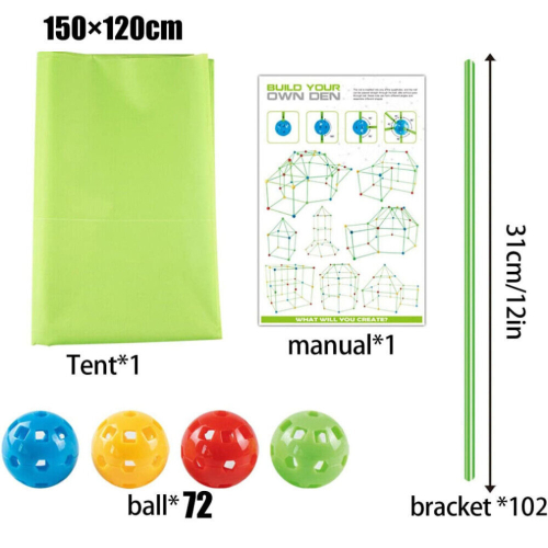 175Pcs Build Your Own Den Kit Set, Creative Fort Builder For 3+ Years ...