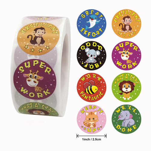 (25mm, D) 500Pcs Round Cartoon Animal Stickers for Kids Teacher Reward ...