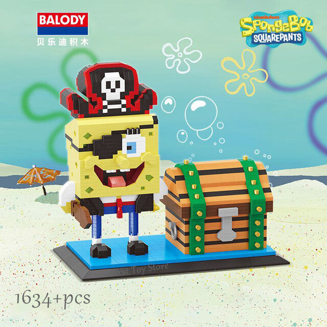 (1634pcs) New SpongeBob SquarePants Cartoon Building Blocks Anime ...
