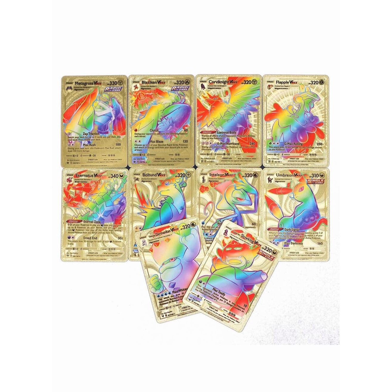 55-PCS Pokemon Card Gold Foil Shiny Rainbow Vmax GX Card Charizard ...