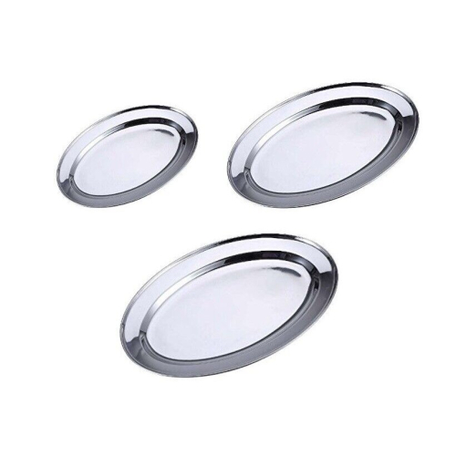 (22.5cm x 15cm) STAINLESS STEEL OVAL RICE TRAY PLATE SERVING on OnBuy