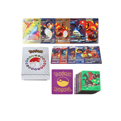 Pokemon 55 Colorful Silver Foil Card Assorted Card Box Cool Card Pack ...