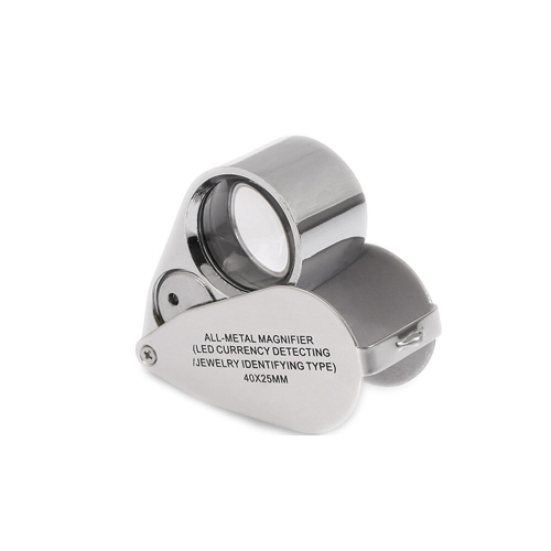 Full Metal Coating 40 x 25mm Magnifying Glass Magnifier with 2-LED ...