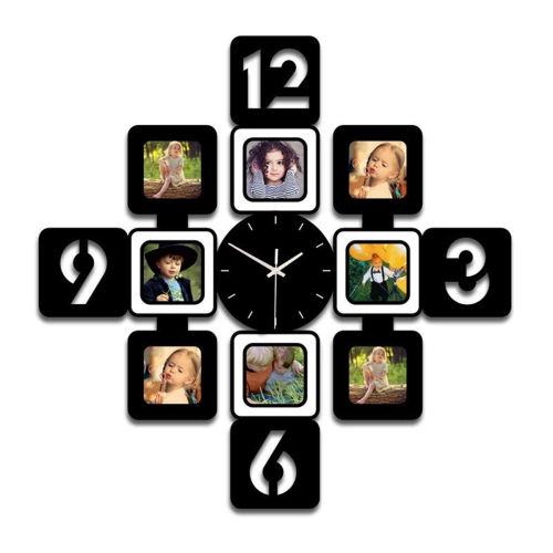 70x70cm Living Room Bedroom Wall Clock Photo Frame Time Modern Trendy ...