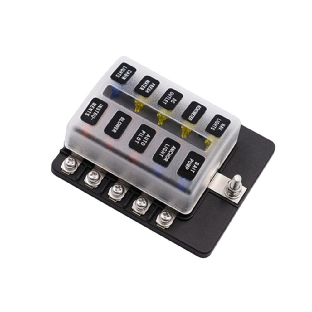 1 in 10 Out Fuse Box Screw Terminal Section Fuse Holder Kits with LED ...