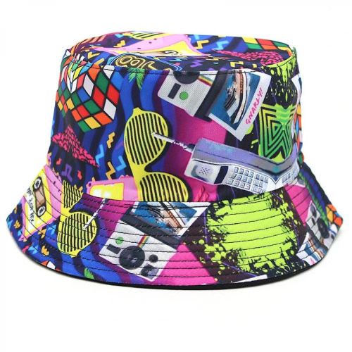 Retro 80s 90s et Hat Vintage Print Hat Funky Geometric Triangles on OnBuy