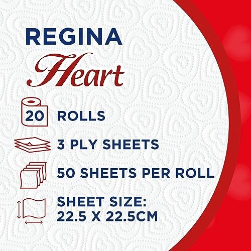 Heart Kitchen Towels – 20 rolls, 50 3-ply Sheets, 30% PCR Plastic, Easy ...