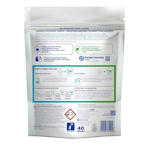 Dr. Beckmann MAGIC LEAVES NON-BIO Laundry Detergent Sheets (Model 2004 ...